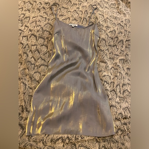 Pretty Garbage | Dresses | Pretty Garbage Short Blue And Gold Metallic ...